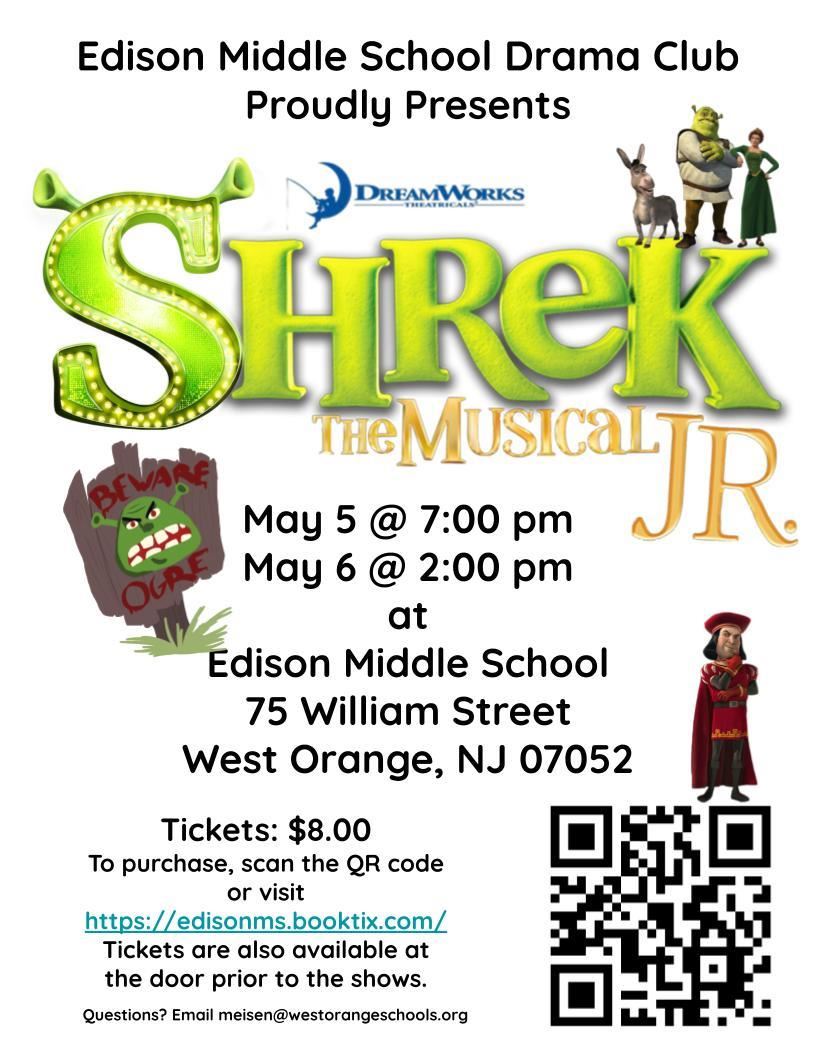 Edison Middle School to Present "Shrek: The Musical (Jr.) May 5 and 6